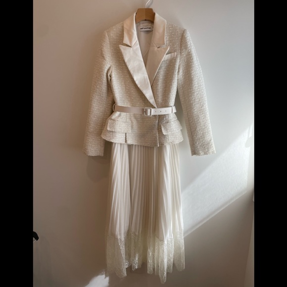 Self-Portrait | Dresses | Self Portrait Cream Tailored Boucle And ...